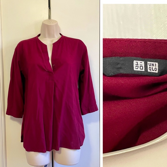Uniqlo | Dresses | Red Uniqlo Dressshirt | Poshmark